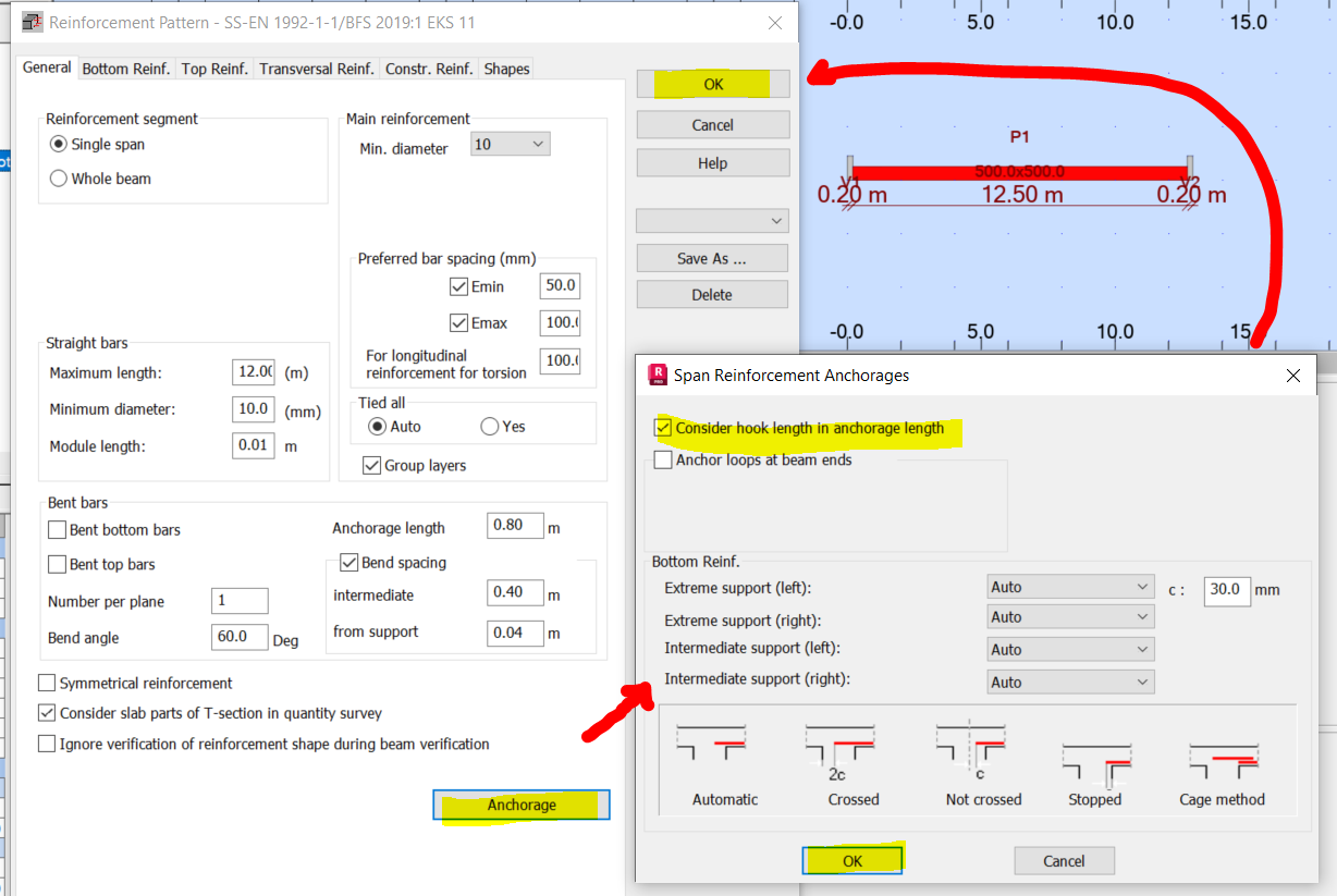 “ULS 的抗弯承载力不足以跨度。安全系数：0.00“，同时在 Robot Structural Analysis 中为地梁提供钢筋设计