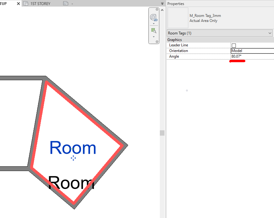 Room tag is not rotated with orientation angle changed in Revit 2023