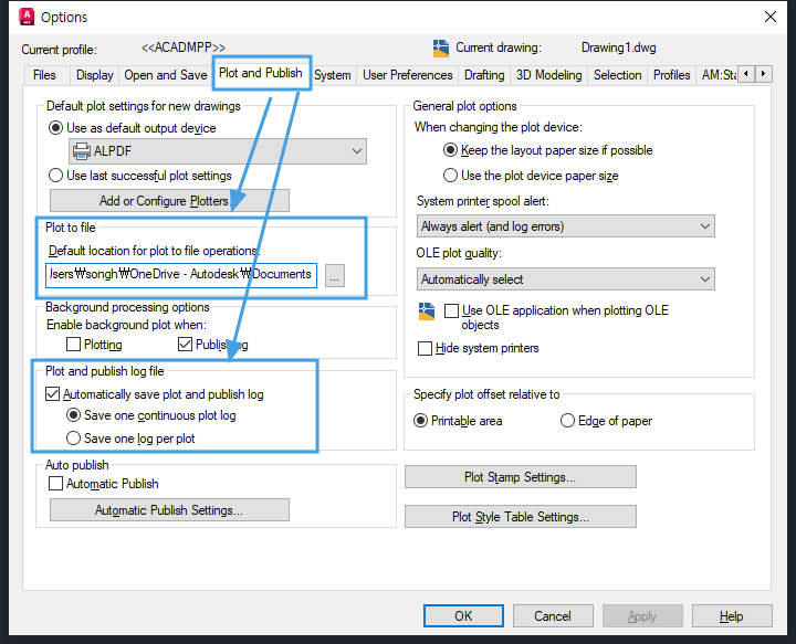 Is there a folder or file storing plot history in AutoCAD products?