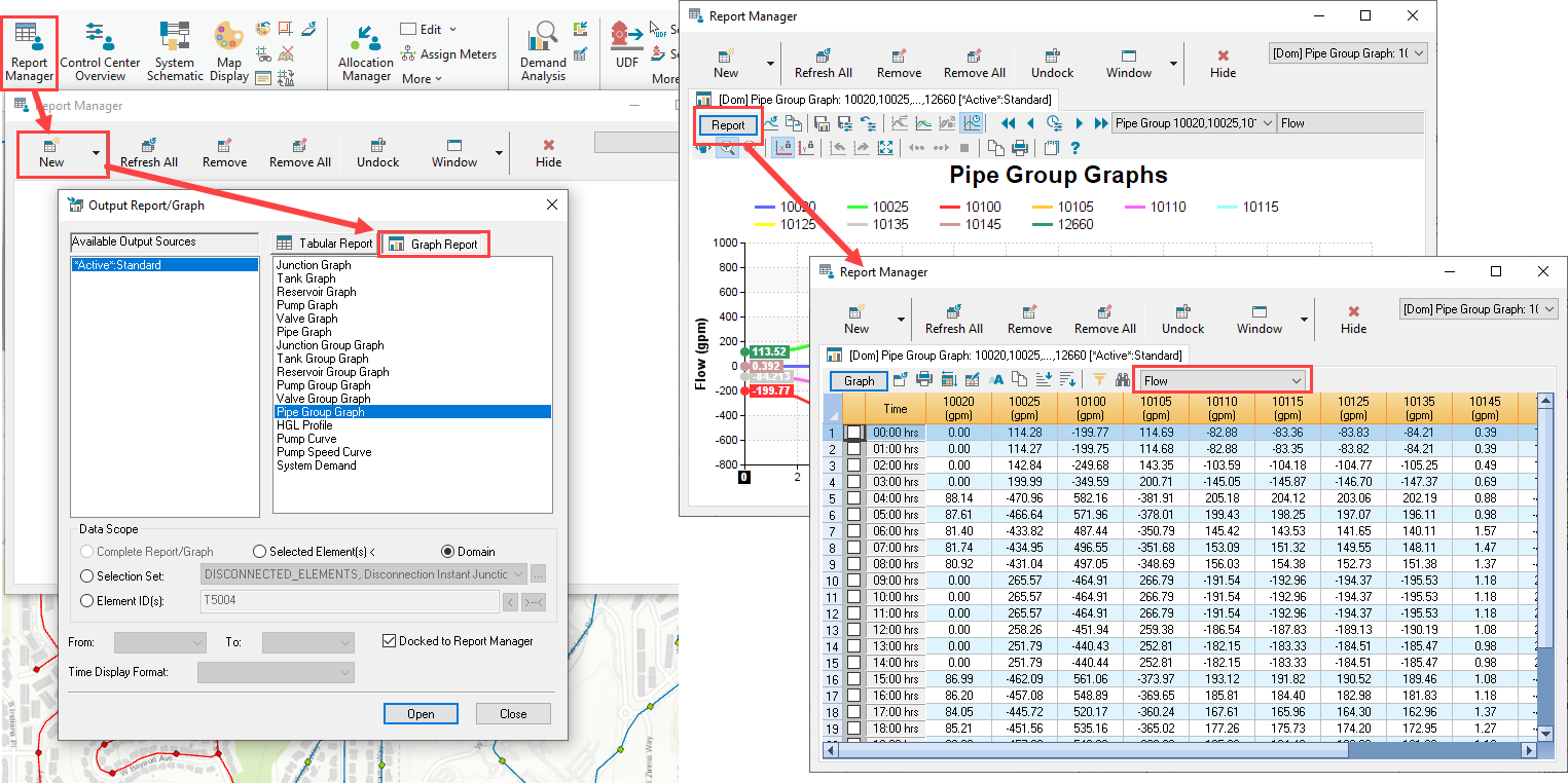 如何在 InfoWater Pro 中获取表格时间序列结果