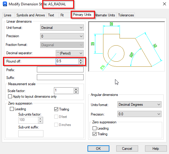 Automatic angle dimensions shown as 0° in details in Advance Steel