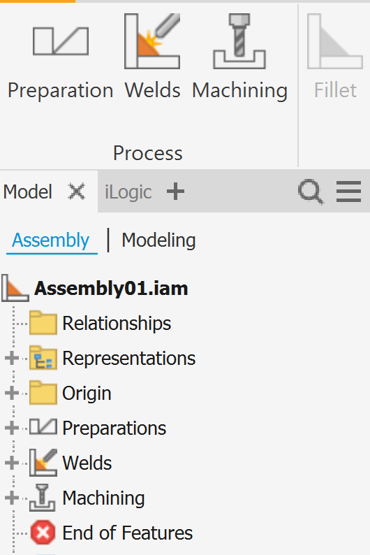 How to show manufacturing stages of weld assembly in Inventor drawing