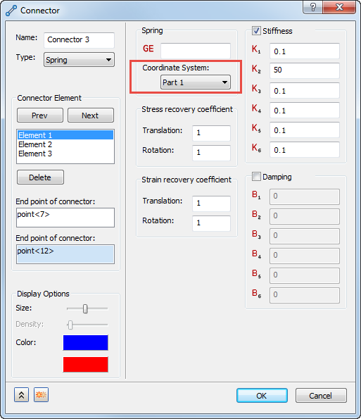 How to enter spring stiffness in Nastran