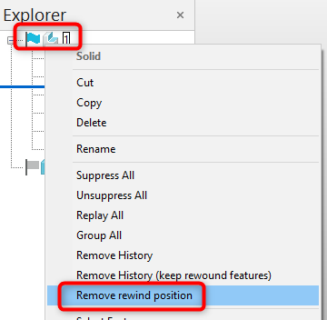 How to remove rewind position in Powershape.