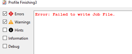 Groove suppression while turning results in "Failed to write job file ...