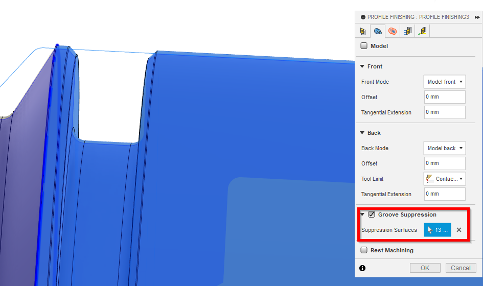 Groove suppression while turning results in "Failed to write job file ...