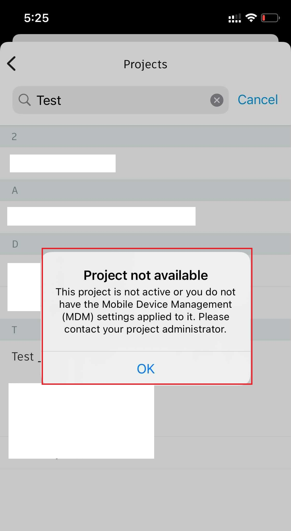 "This project is not active or you do not have the Mobile Device Management (MDM) settings ...