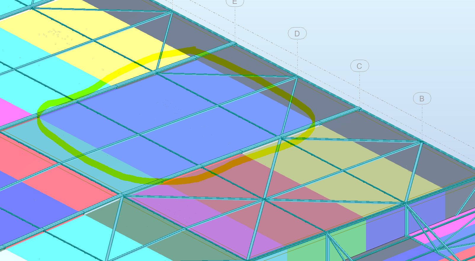 Colors of load distribution regions suggest incorrect load transfer from cladding in Robot ...