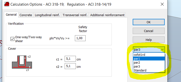 How to export saved sets of parameters for concrete members provided reinforcement design to ...