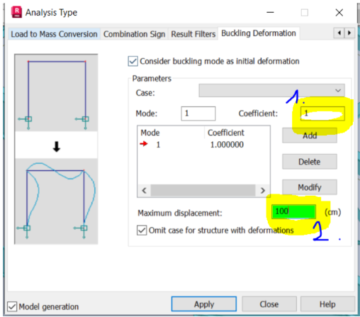 Robot Structural Analysis 的“屈曲变形”对话框中的系数是什么意思