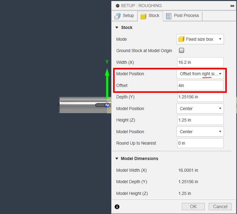 The stock material offset is not working in Autodesk Fusion