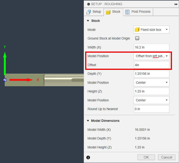 The stock material offset is not working in Autodesk Fusion