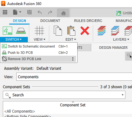 "Reference Failures. The body reference is lost" when trying to push to a 3D PCB in Autodesk Fusion