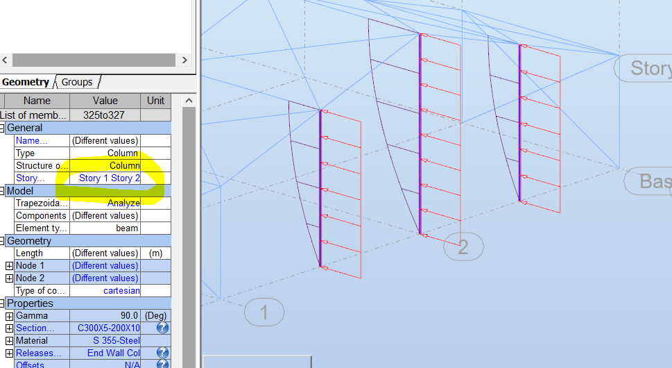 Results Not Presented For Selected Members In Model With Stories Defined In Robot Structural
