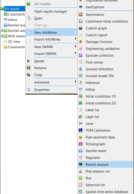 Extracting results from the 2D domain in InfoWorks ICM