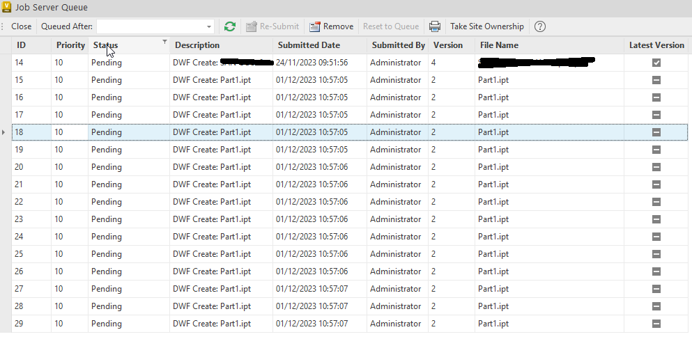 Wrong entries in the Vault Job Queue such as duplicate version numbers for one file