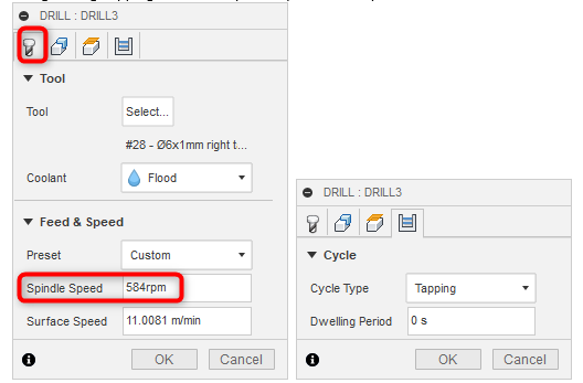 Getting Tapping cycle errors with incorrect feedrate tapping M6 hole in Fusion 360 CAM