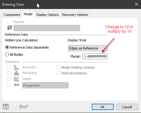 The drawing section view missing hidden lines in Inventor