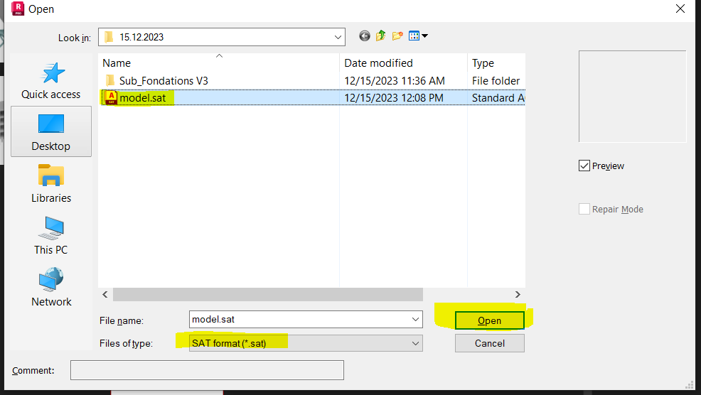 How to import surface model from AutoCAD to Robot Structural Analysis