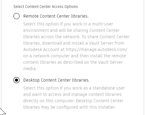 Which option to select for Content Center when creating a custom install for Inventor