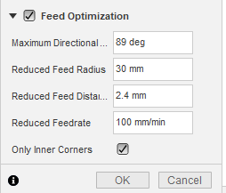 How to control feed rate on internal and external arcs in Fusion.