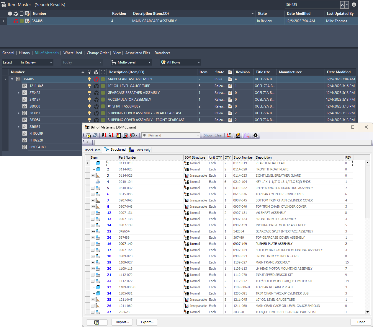 Unable to attach all items to the BOM of Vault