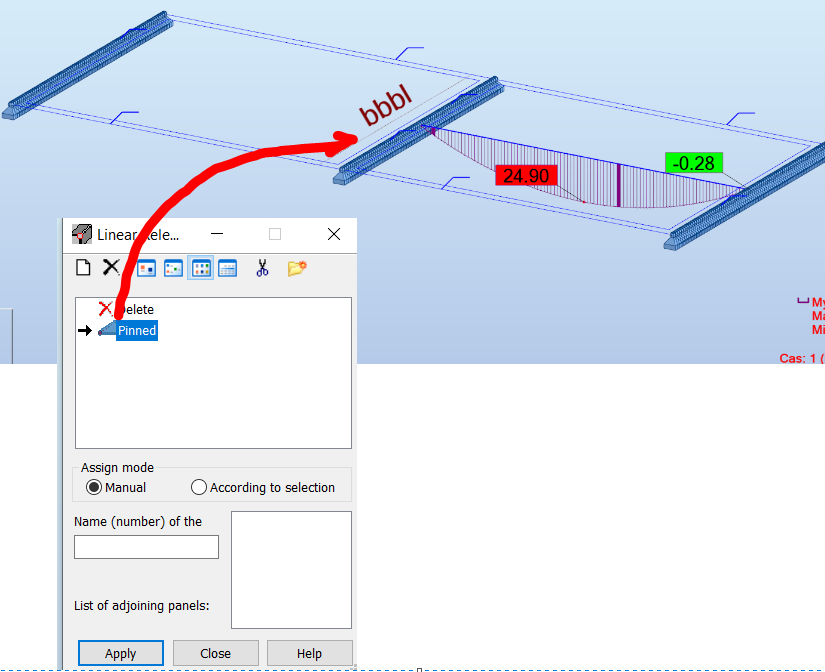 在 Robot Structural Analysis 中，末端具有铰接释放的梁支撑板在约束附近具有负力矩