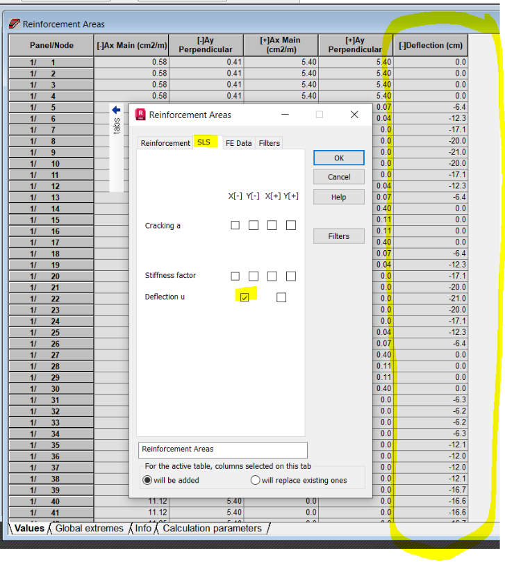How to export long term concrete slab deflection to spreadsheet from ...