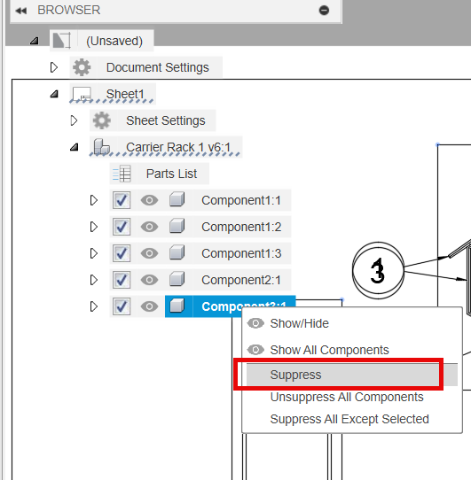I have hidden items I don't want to show up in my Parts List in Autodesk Fusion