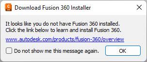 "It looks like you do not have Fusion Installed...." appears when opening Autodesk CFD