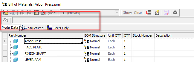 Editing the expression in the Bill of Materials editor is disabled for some cells in Inventor