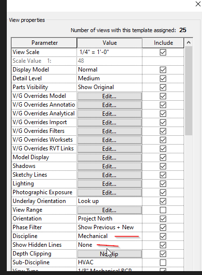 Unexpected display when activating hidden lines display for MEP elements in Revit
