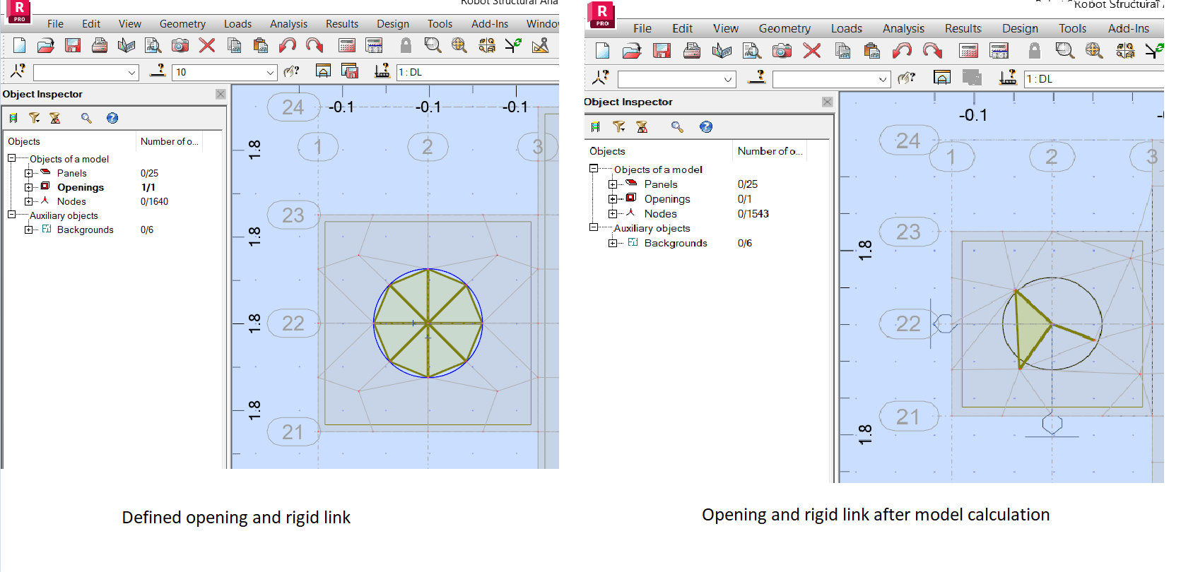 Openings and rigid links disappear or are modified while model calculation in Robot Structural ...