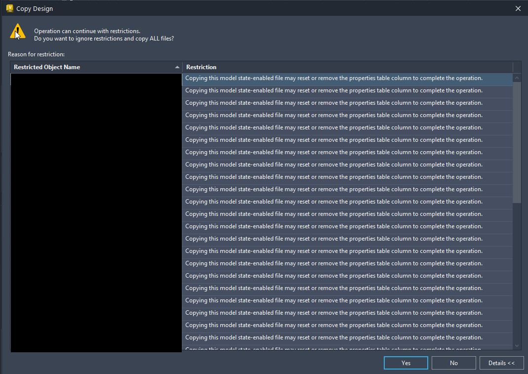"Operation can continue with restrictions..." when executing Vault Copy ...