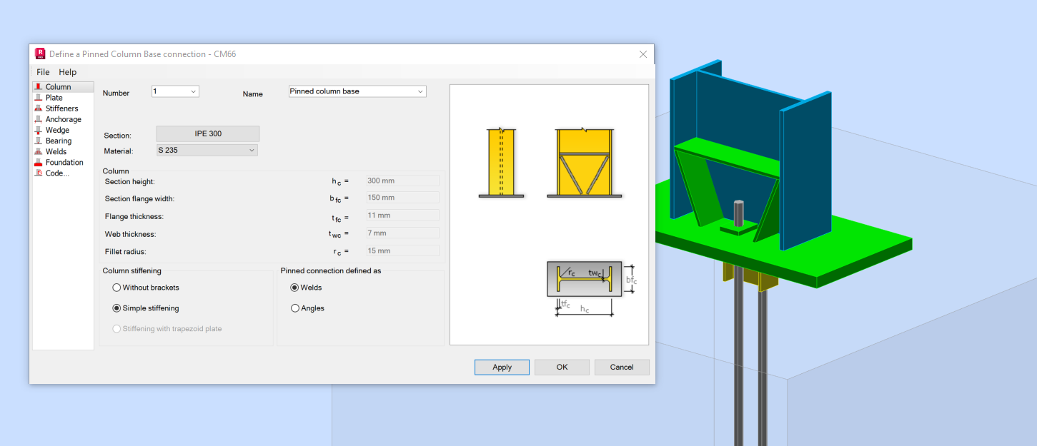 Inclined stiffeners not available for pinned steel column base ...