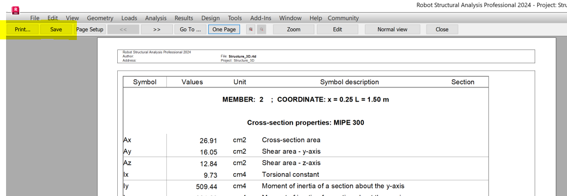 How to print detailed results for steel member code check in Robot ...
