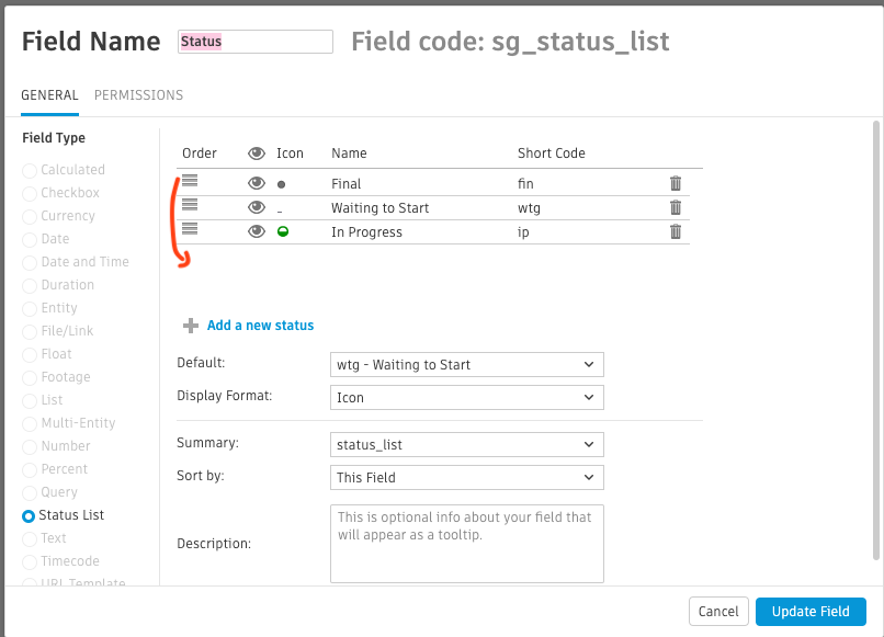 How to sort entity groups below a graph widget in ShotGrid