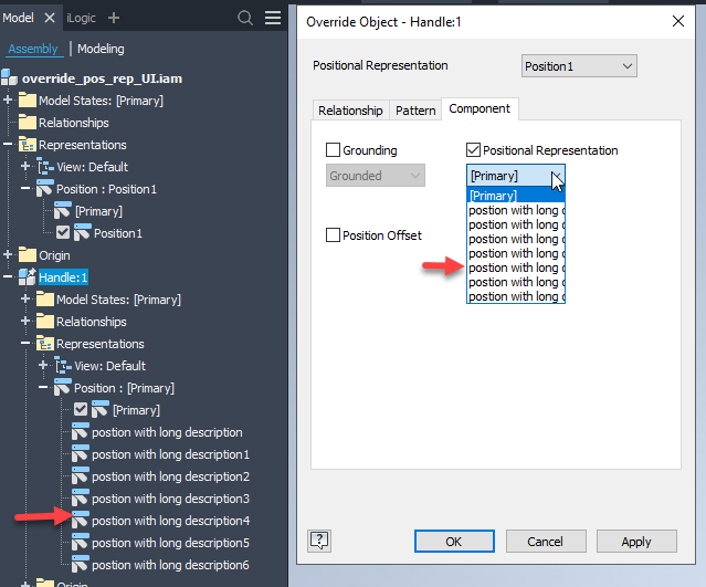 Long Texts In The Positional Representation Drop Down List Cannot Be Displayed In The Override