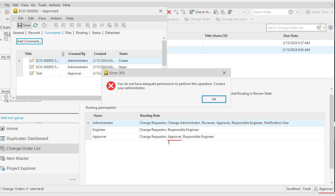 "You do not have adequate permission to perform this operation. Please contact administrator ...
