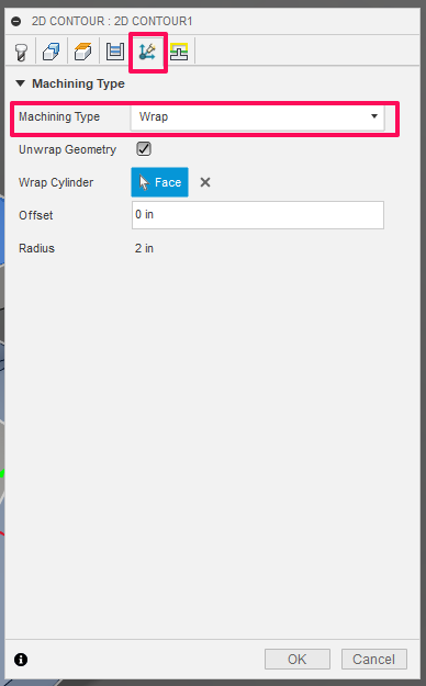 Wrap toolpath settings is missing for 2D toolpaths in Fusion
