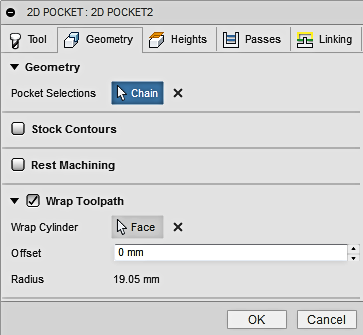 Wrap toolpath settings is missing for 2D toolpaths in Fusion