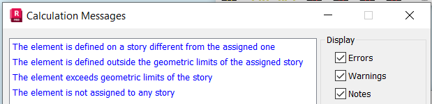 "Error in definition of stories" while model calculation in Robot Structural Analysis