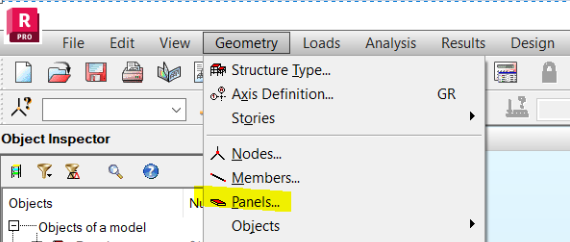 Panels option missed from interface in Robot Structural Analysis