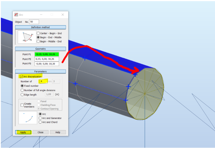 How to refine mesh for pipe generated by arc or circle extrusion along ...