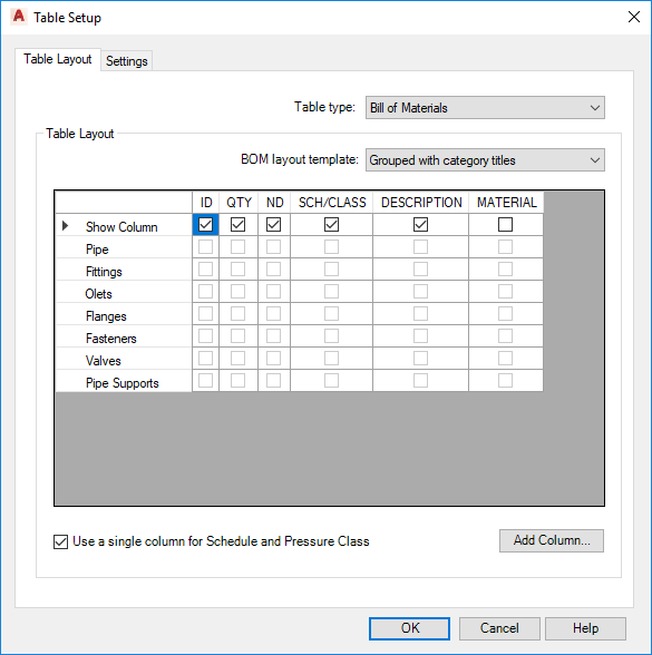 How to add columns in the Isometric BOM table of AutoCAD Plant 3D