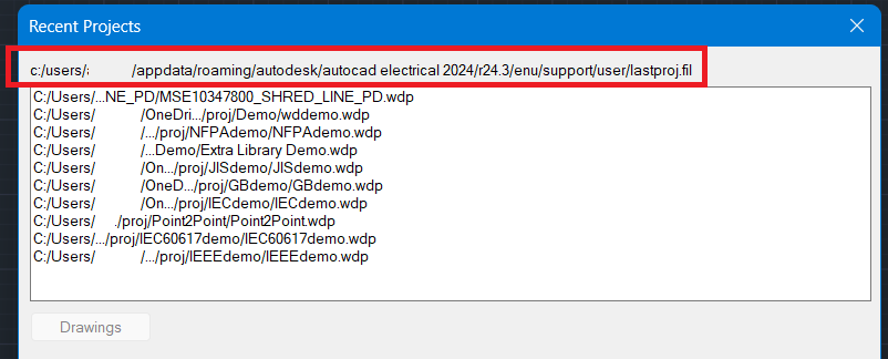 Project Manager not saving recent list of open projects in AutoCAD ...