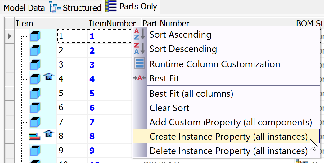 Changing a component from Reference to Default leads to a new item number in the bill of ...