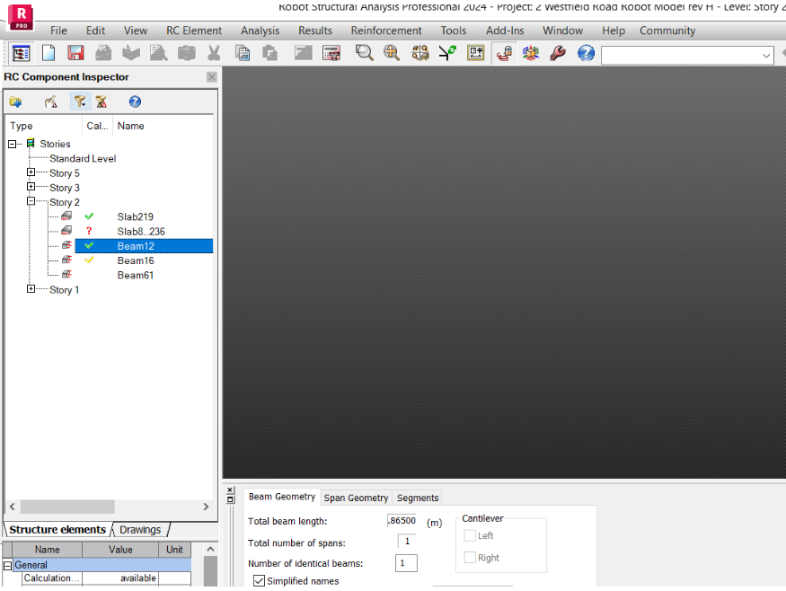 Graphical viewer missed in provided reinforcement module in Robot Structural Analysis