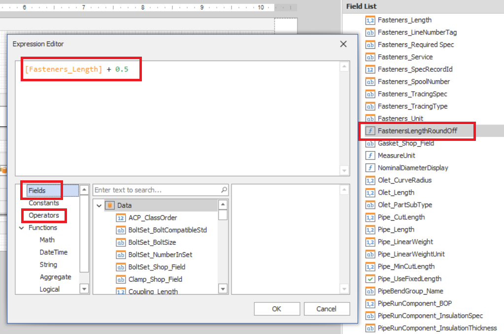 How to add buffer value to Bolt length in AutoCAD Plant 3D Report Creator