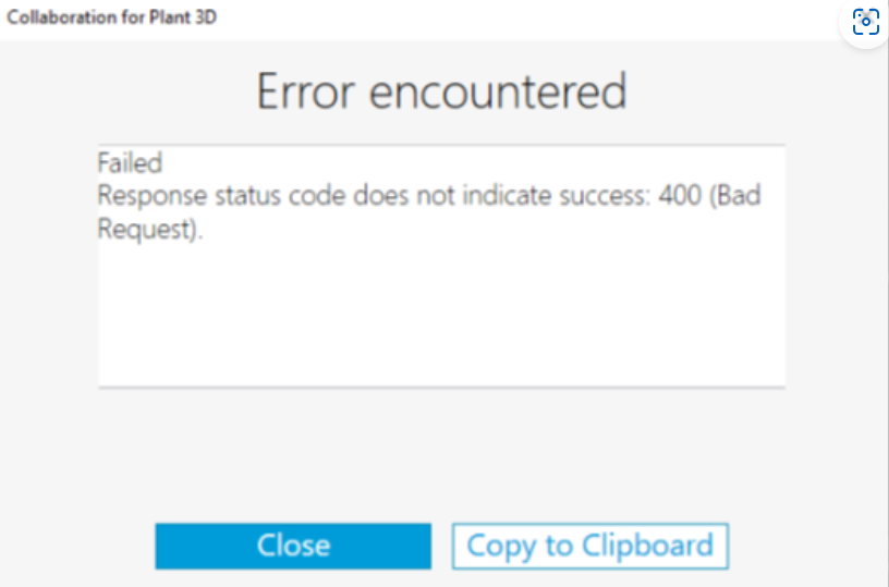 Error 400 Encountered When Check In Newly Generated Isometric Drawing In Autocad Plant 3d 